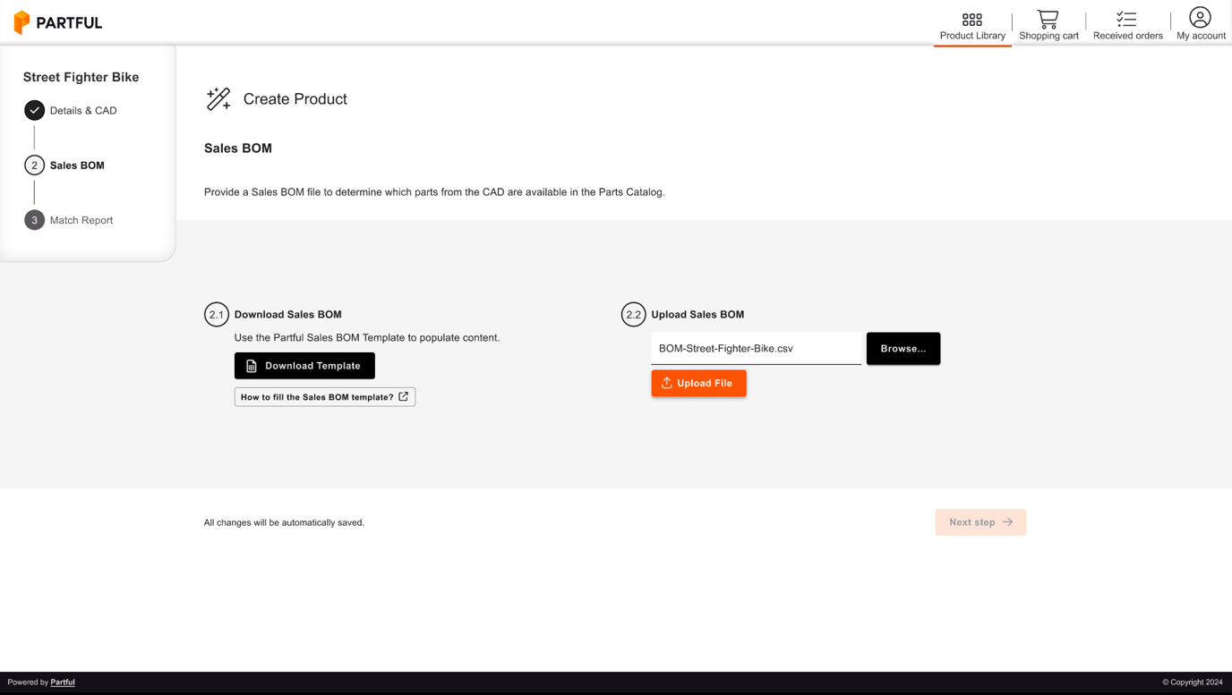 Creating your Sales BOMs and managing Parts Matching